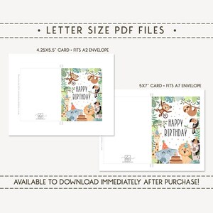 Happy Birthday Printable Card / Jungle Animals Instant Download PDF - Etsy