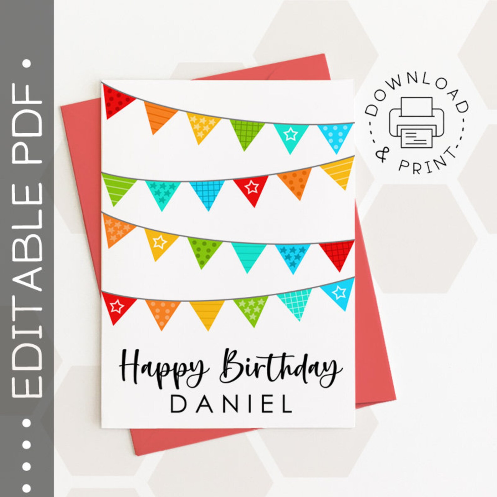 Editable & Printable Happy Birthday Card / Instant Download - Etsy