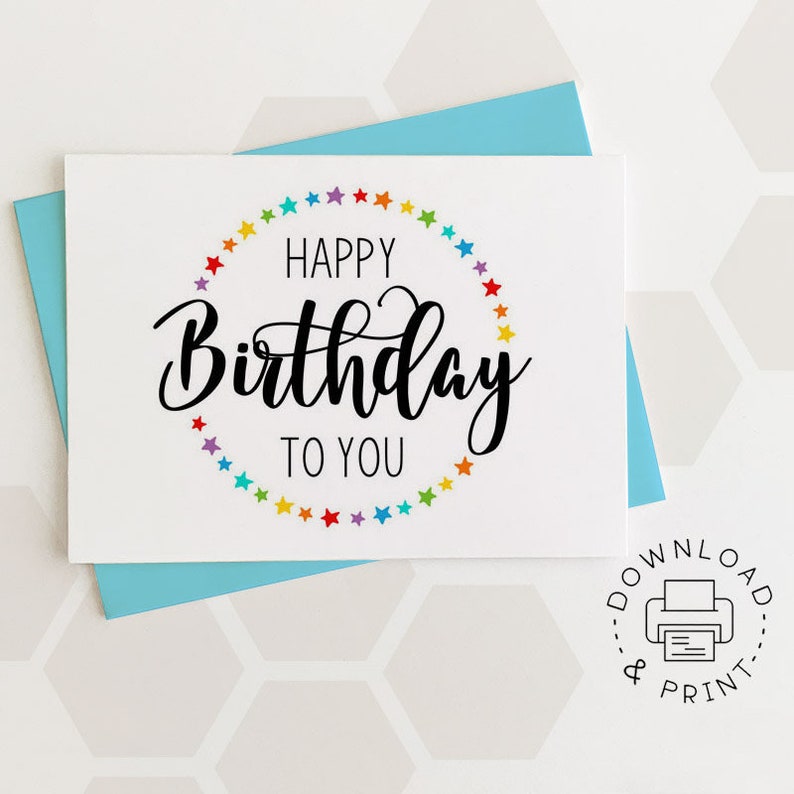 Set of 4 Printable Birthday Cards / Happy Birthday Card / - Etsy