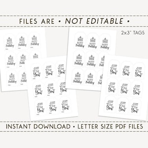 Printable Birthday Gift Tags: Lettering Gift Labels (PDF Files) - Etsy