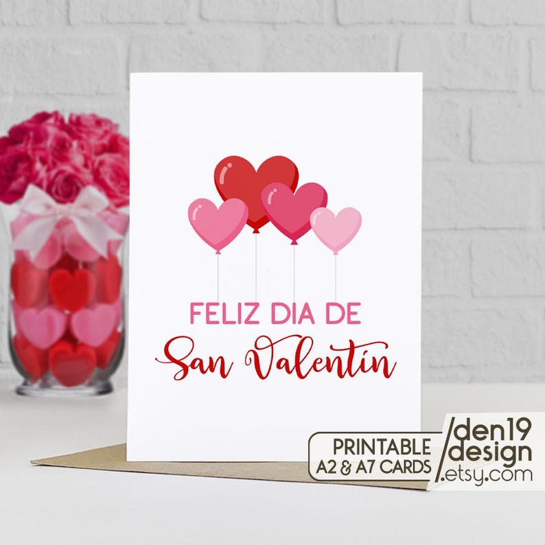 Feliz Dia De San Valentin Card: Spanish Valentine's Day Printable (PDF ...