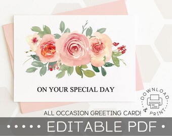 All Occasion Editable & Printable Card / Instant Download PDF ...