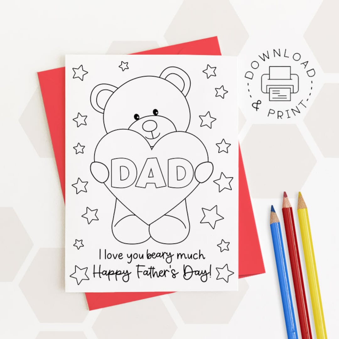 Happy Father's Day Printable Coloring Card / Instant Download PDF / I ...