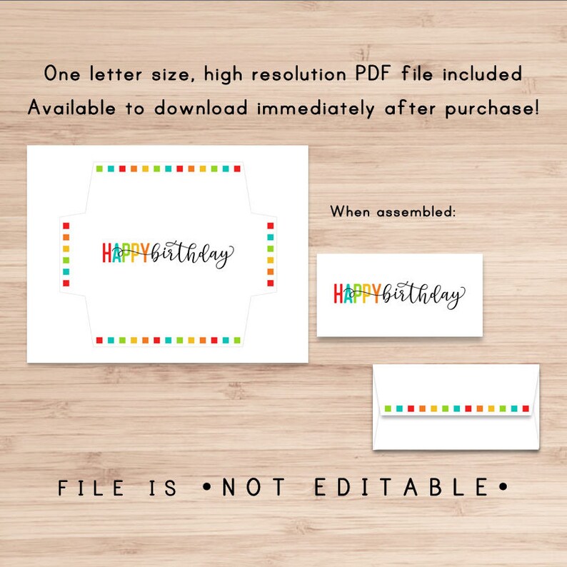 Printable Birthday Money Gift Envelope / Instant Download PDF | Etsy