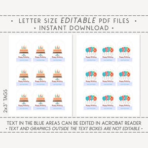Editable & Printable Gift Tags / Happy Birthday Tag / Instant Download ...