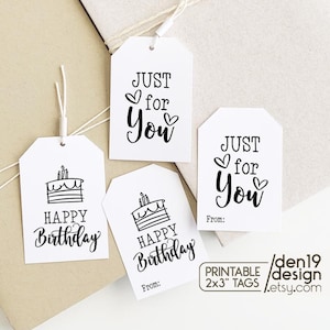 Printable Birthday Gift Tags: Lettering Gift Labels (PDF Files) - Etsy