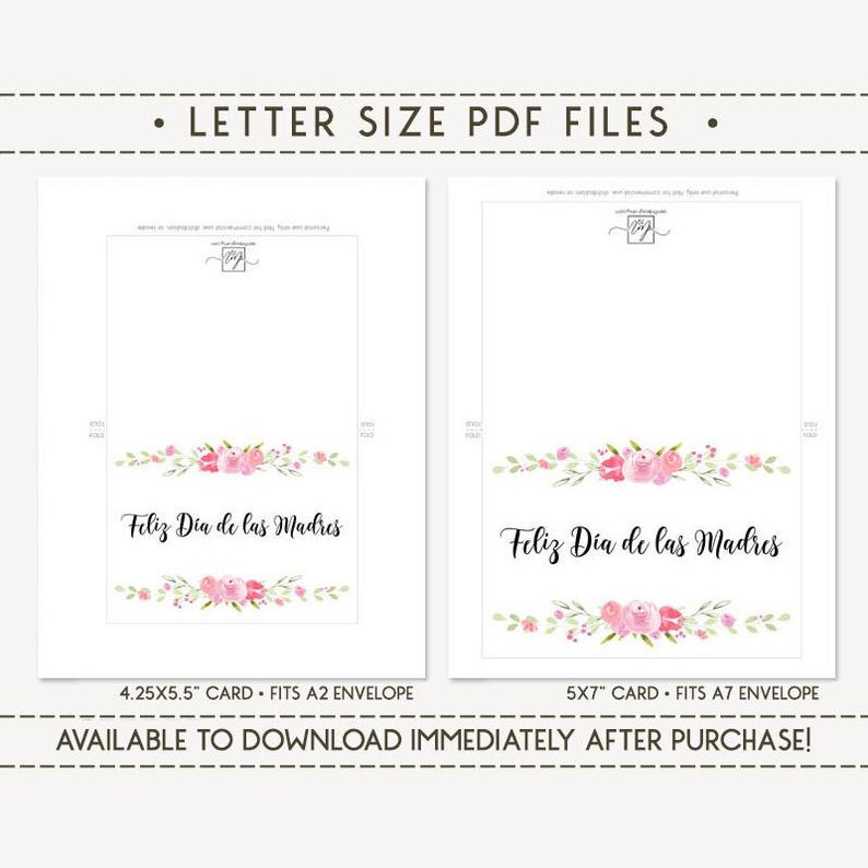 Feliz Día De Las Madres Card | Spanish Mother's Day Floral Printable ...