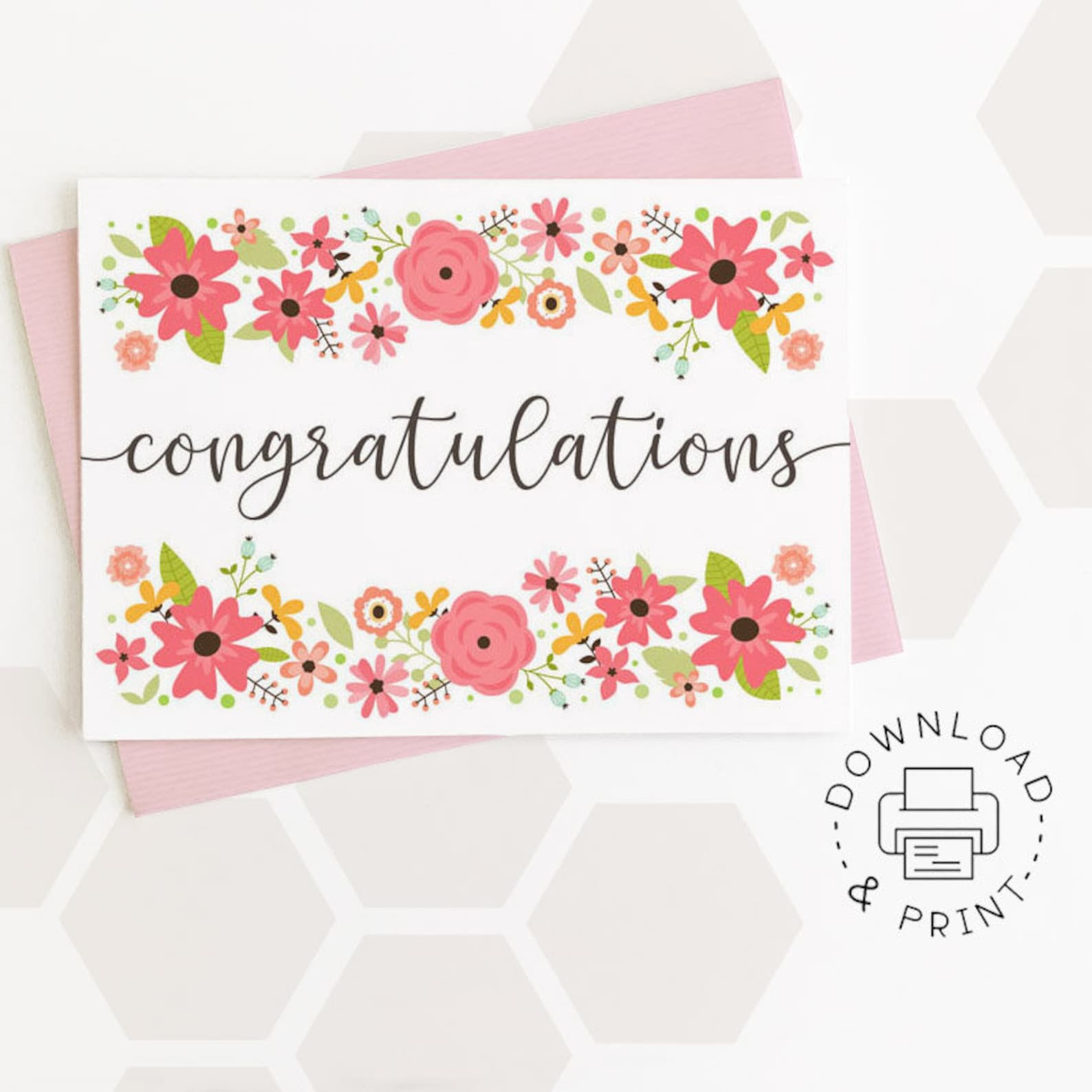 Congratulations Printable Card / Instant Download PDF / Card - Etsy