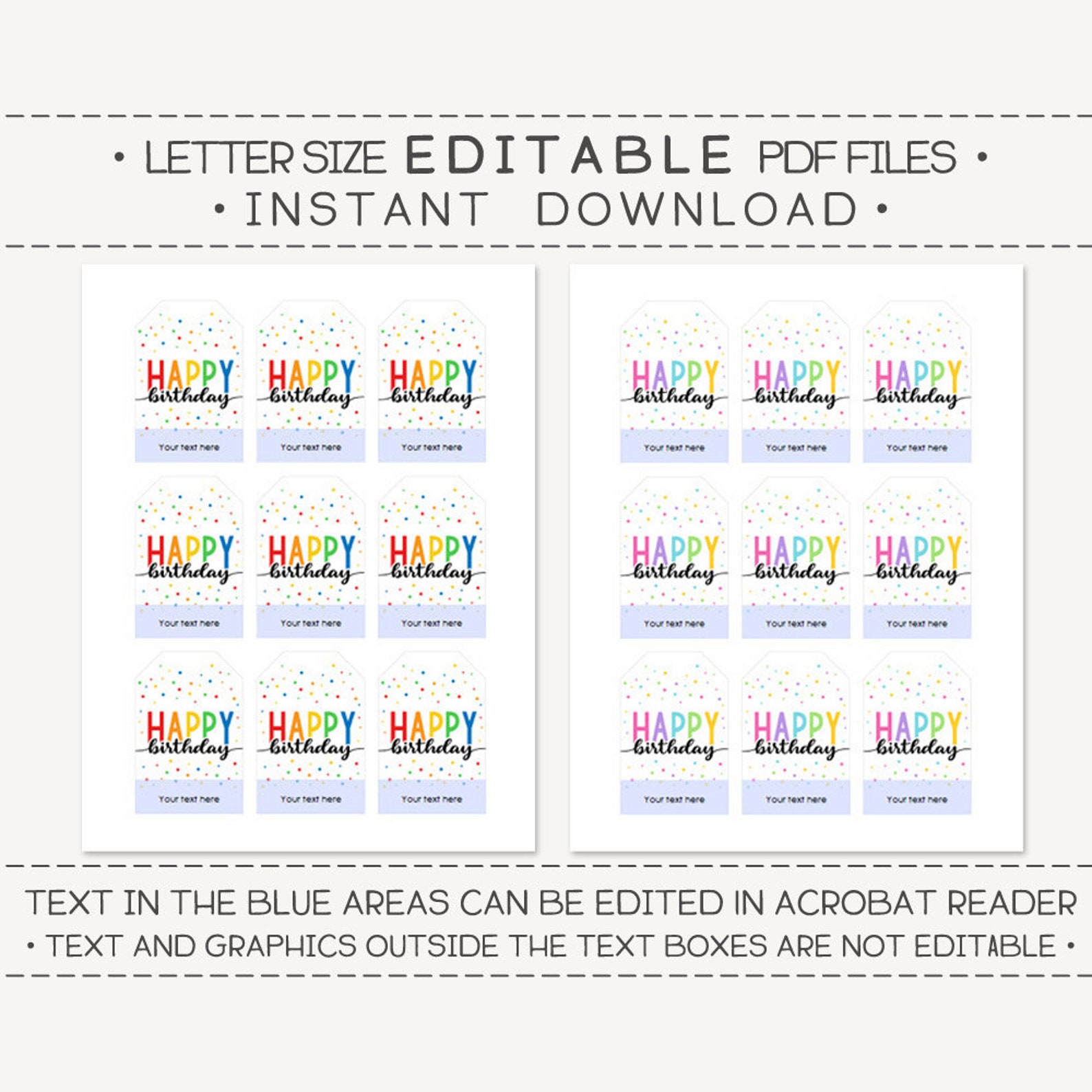 Editable & Printable Gift Tags / Happy Birthday Gift Tag / - Etsy