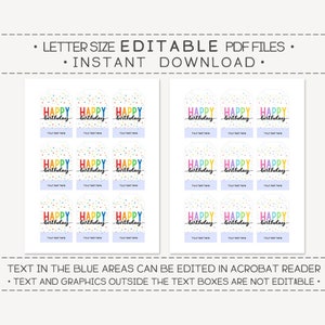 Editable & Printable Gift Tags / Happy Birthday Gift Tag / Birthday ...