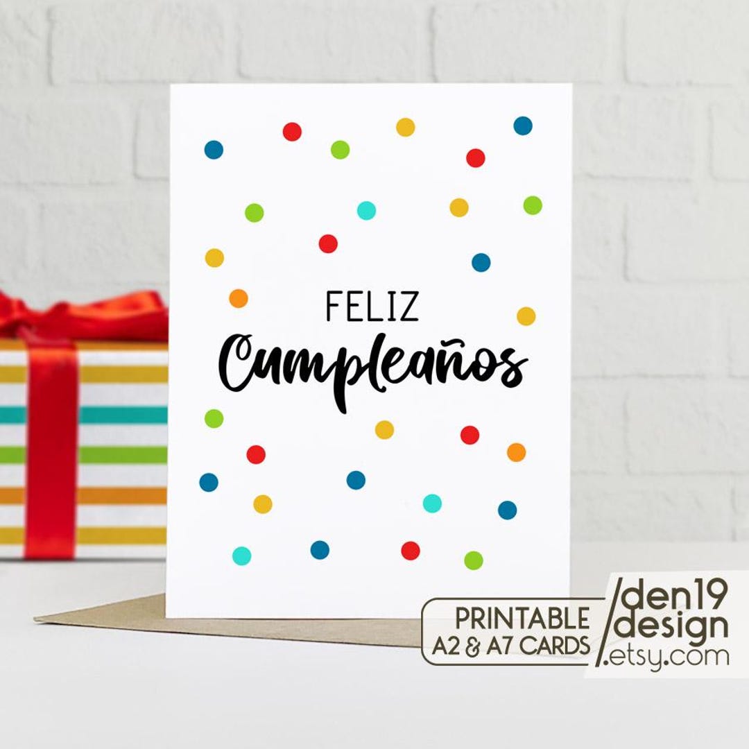 Feliz Cumpleaños Printable Card: Spanish Birthday (PDF) - Etsy