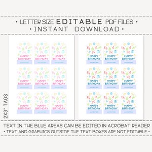 Editable & Printable Gift Tags / Happy Birthday Tag / Instant Download ...