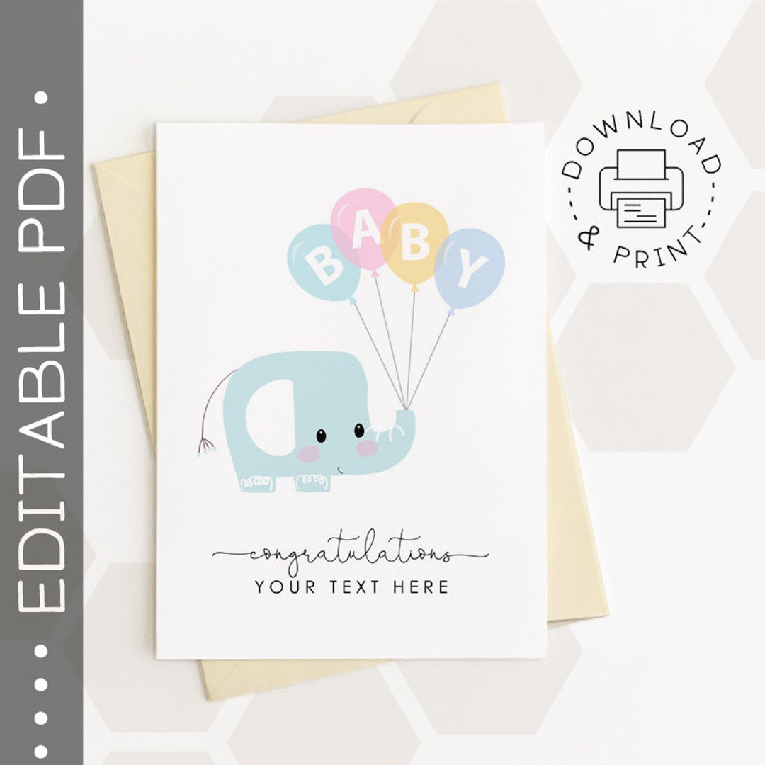 Editable & Printable Welcome Baby Card / Instant Download PDF - Etsy