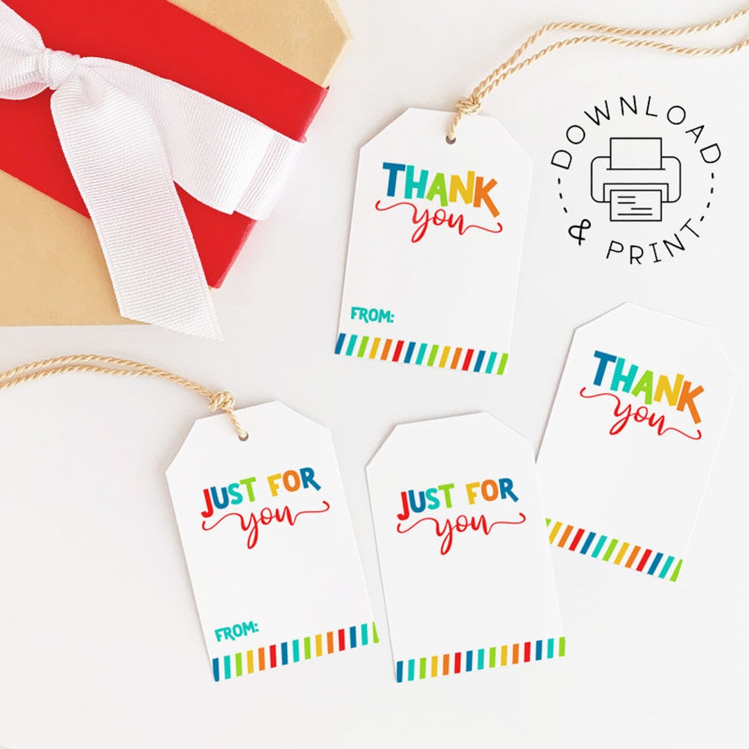 Printable Gift Tags / Thank You Tag / Just for You Tag / Favor Tags ...