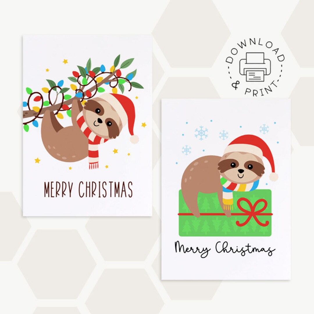 Printable Merry Christmas Cards / Instant Download PDF / Cute - Etsy