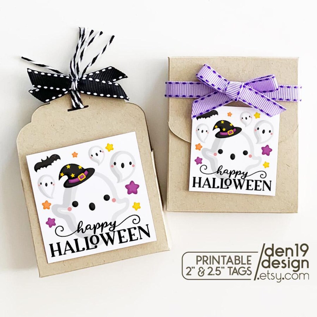 Printable Happy Halloween Gift Tags / Square Favor Tag / 2" & 2.5 ...