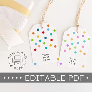 Editable & Printable Gift Tags / Confetti Gift Tags / Favor - Etsy