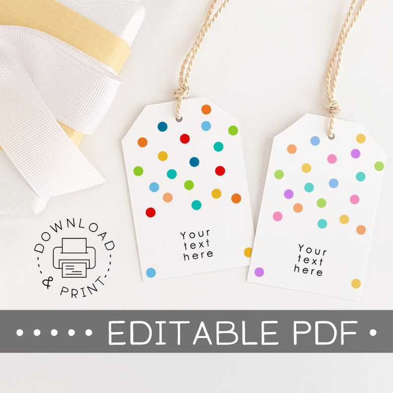 Editable & Printable Gift Tags / Confetti Gift Tags / Favor - Etsy