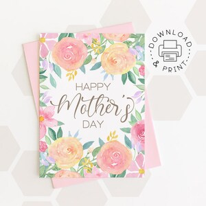Happy Mother's Day Printable Card / Floral Card Template / Instant ...