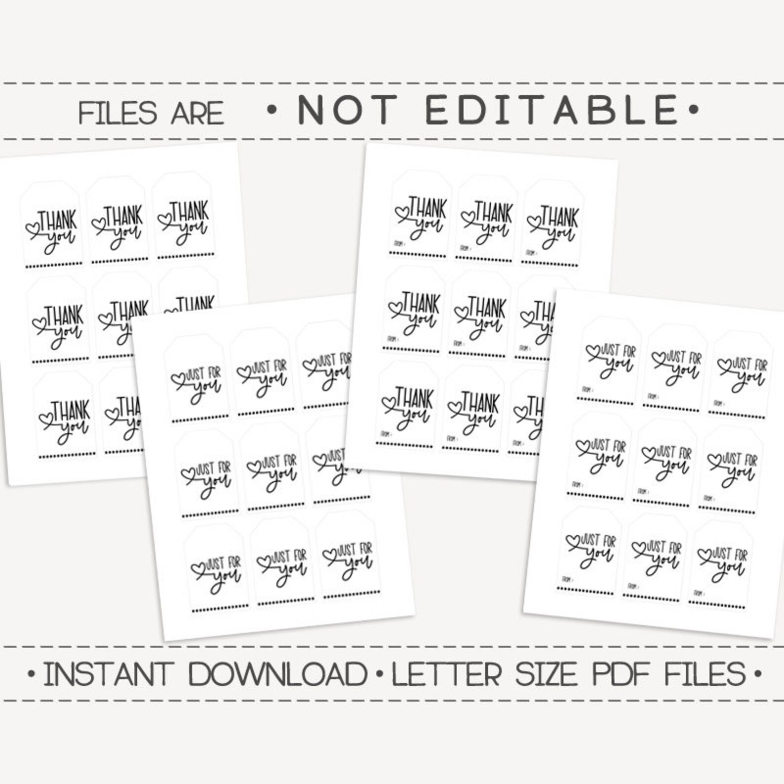 Printable Gift Tags / Thank You Tag / Just for You Tag / Favor - Etsy