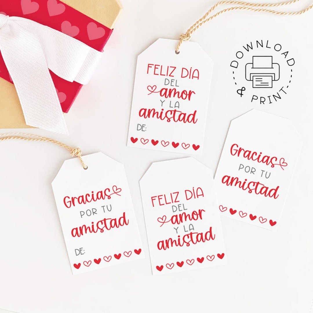 Printable Gift Tags / Spanish Valentine's Day Favor Tags / Feliz Dia ...