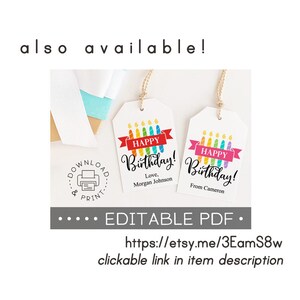 Printable Gift Tags / Happy Birthday Gift Tag / Birthday Gift Labels in ...