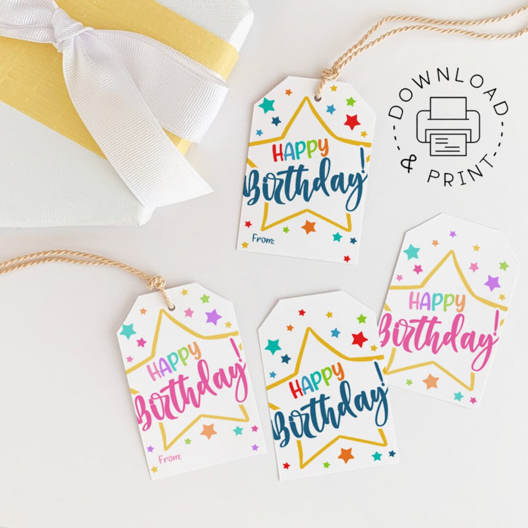 Printable Gift Tags / Happy Birthday Gift Tag / Birthday Gift - Etsy