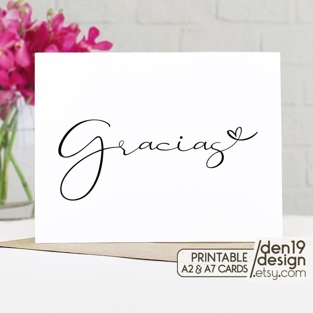 Gracias Card Printable: Spanish Thank You Card (PDF) - Etsy