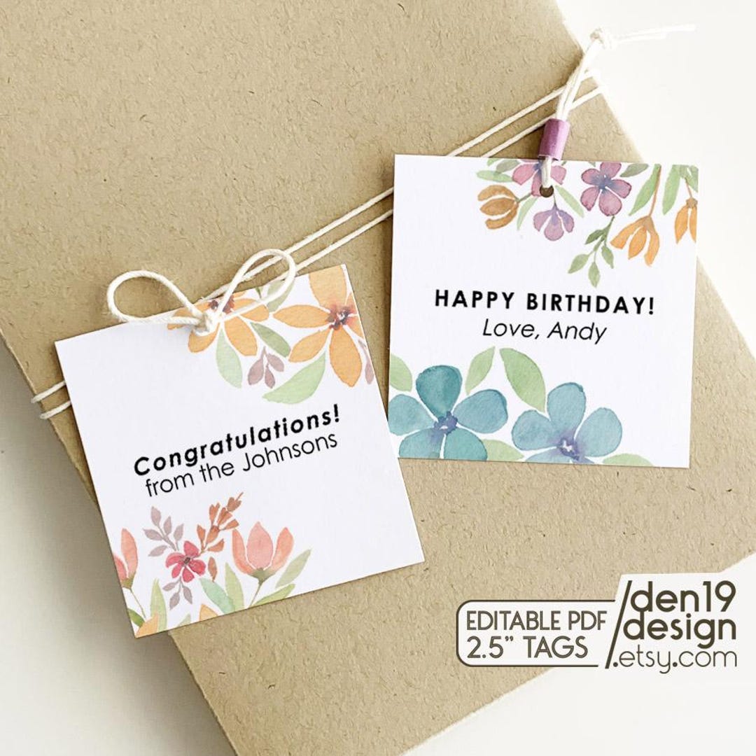 Editable & Printable Gift Tags / Floral All Occasion Favor Tags ...