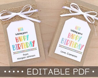 Editable & Printable Gift Tags / Happy Birthday Gift Tag / | Etsy