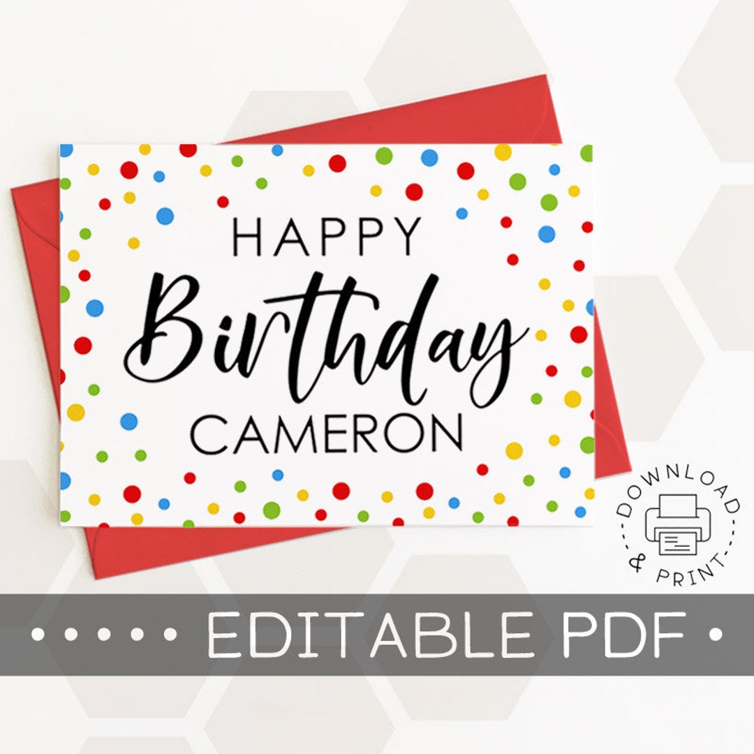 Editable & Printable Happy Birthday Card / Instant Download PDF / Card ...
