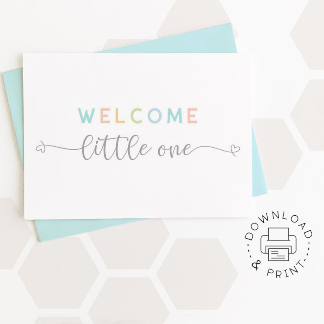 Welcome Little One Printable Card / Instant Download PDF / Neutral New ...