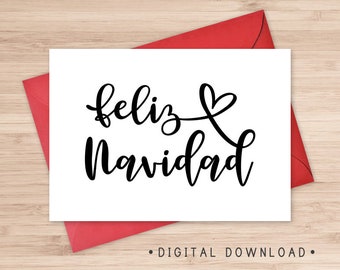 Feliz Navidad Printable Card / Instant Download PDF / Spanish | Etsy