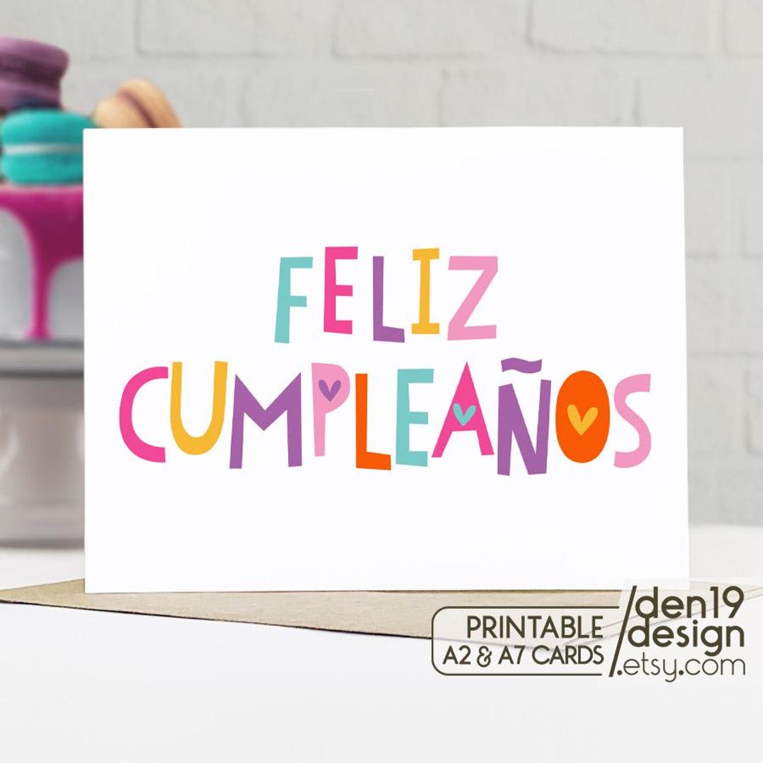 Feliz Cumpleaños Card: Spanish Birthday Card (PDF) - Etsy