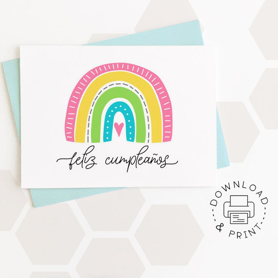 Feliz Cumpleaños Printable Card and Envelope / Instant Download PDF ...