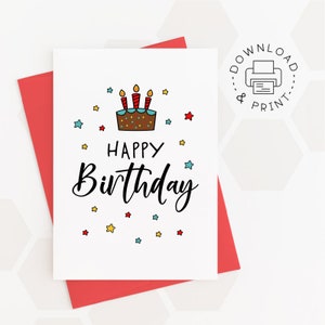Set of 4 Printable Birthday Cards / Happy Birthday Card / Instant ...