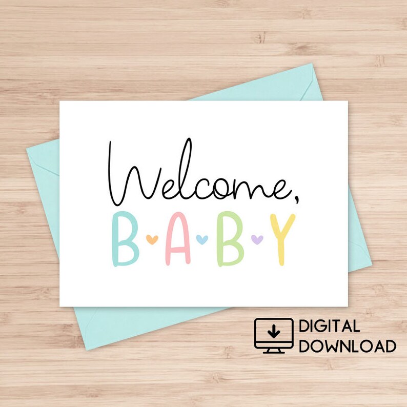 Welcome Baby Printable Card / Instant Download PDF / Card | Etsy