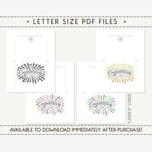 Congratulations Printable Cards / Instant Download PDF / Card Template ...