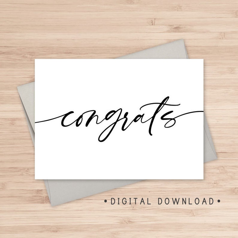 Congrats Printable Card / Instant Download PDF / Card Template | Etsy