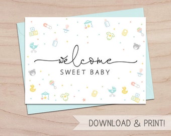 Welcome Baby Printable Card / Instant Download PDF / Card | Etsy