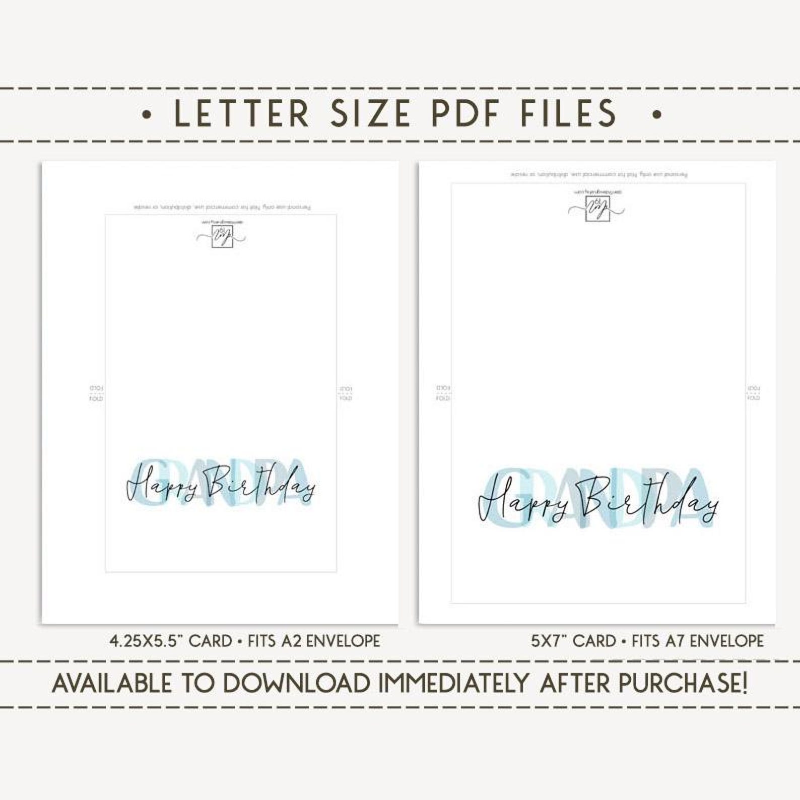 Printable Card: Happy Birthday Grandpa / Instant Download PDF / Card ...