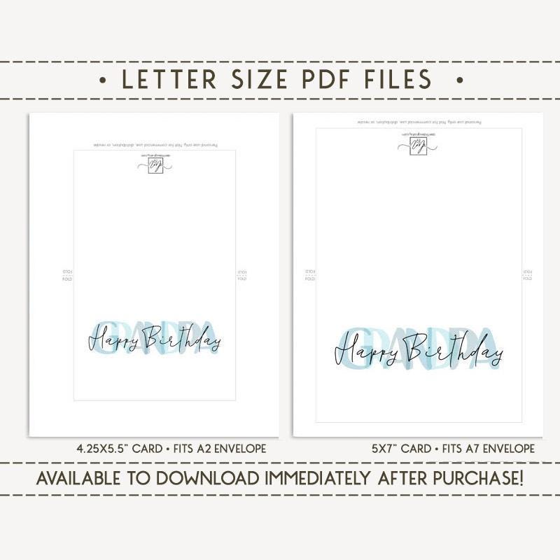Printable Card: Happy Birthday Grandpa / Instant Download PDF / Card ...