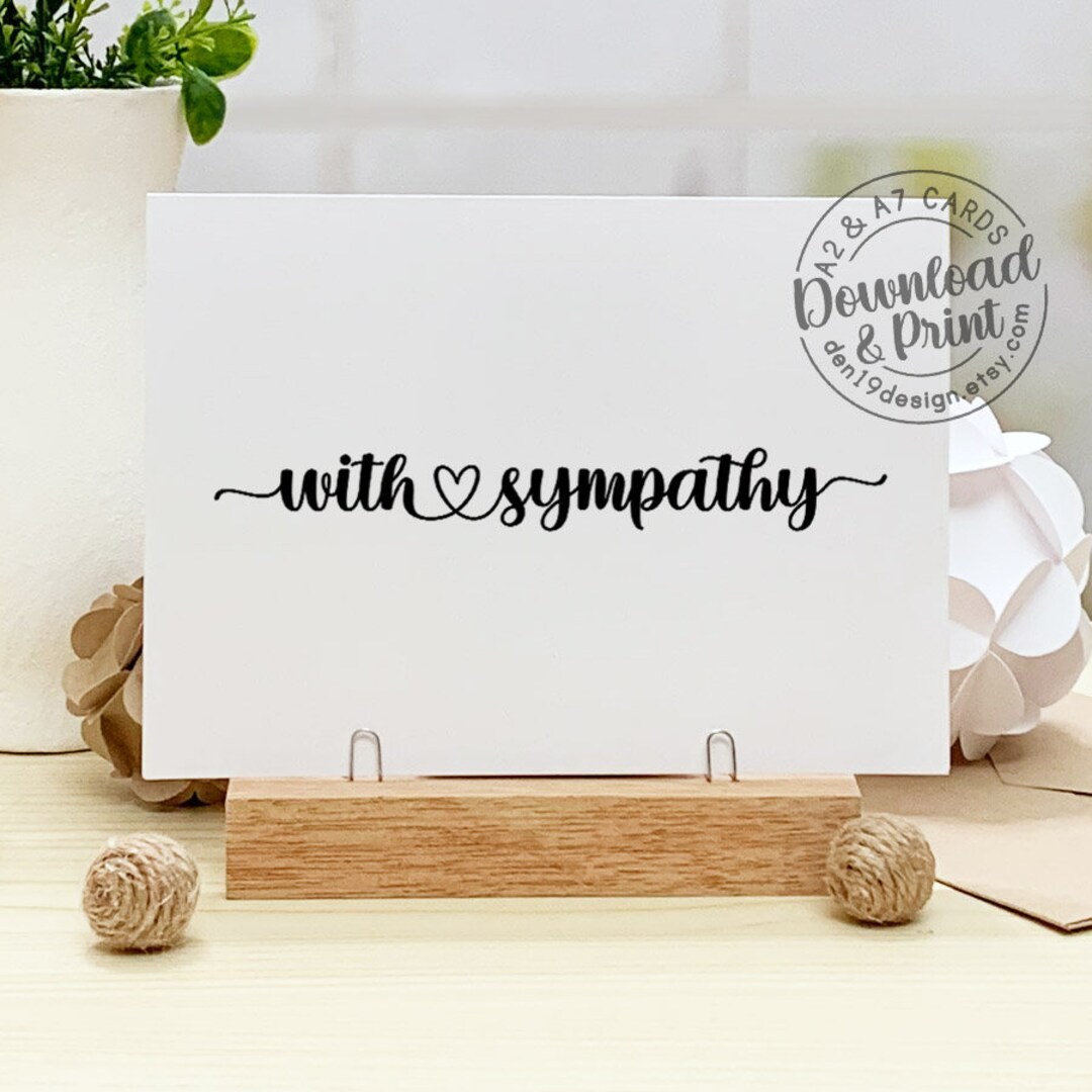 With Sympathy Printable Card / Instant Download PDF / Card Template ...