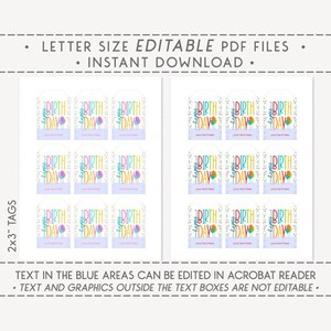 Editable & Printable Gift Tags / Happy Birthday Tag / Instant Download ...