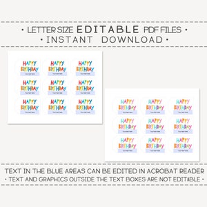 Editable & Printable Gift Tags / Happy Birthday Gift Tag / Birthday ...