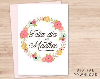Feliz Día De Las Madres Printable Card / Spanish Mother's | Etsy