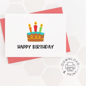 Set of 4 Printable Birthday Cards / Happy Birthday Card / Instant ...