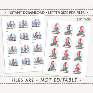 Christmas Gnome Gift Tags: Printable Holiday Labels (PDF) - Etsy UK