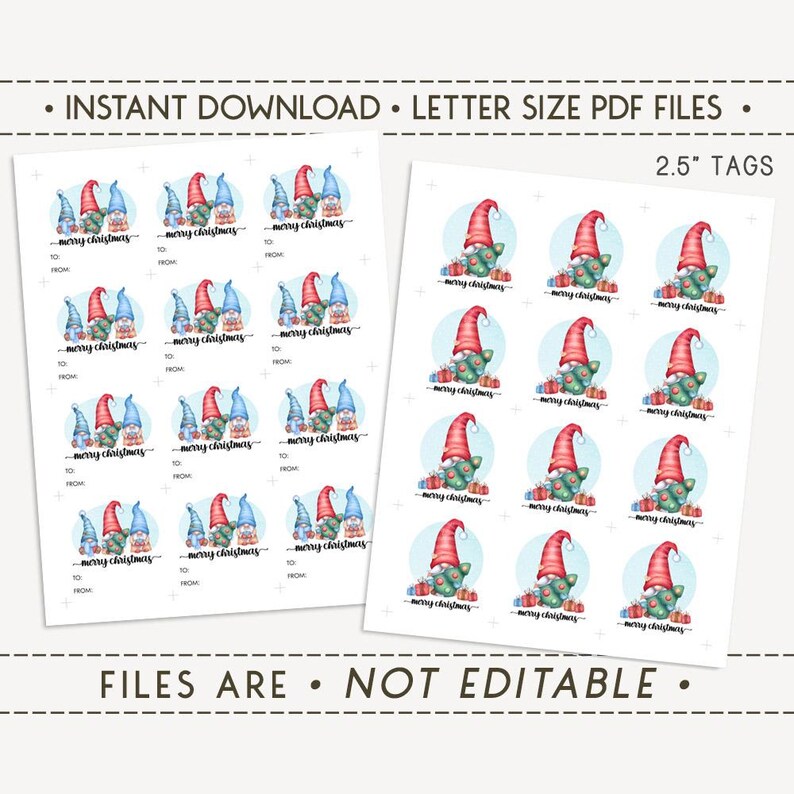 Christmas Gnome Gift Tags: Printable Holiday Labels (PDF) - Etsy UK