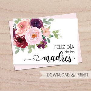 Feliz Día De Las Madres Printable Card / Spanish Mother's | Etsy